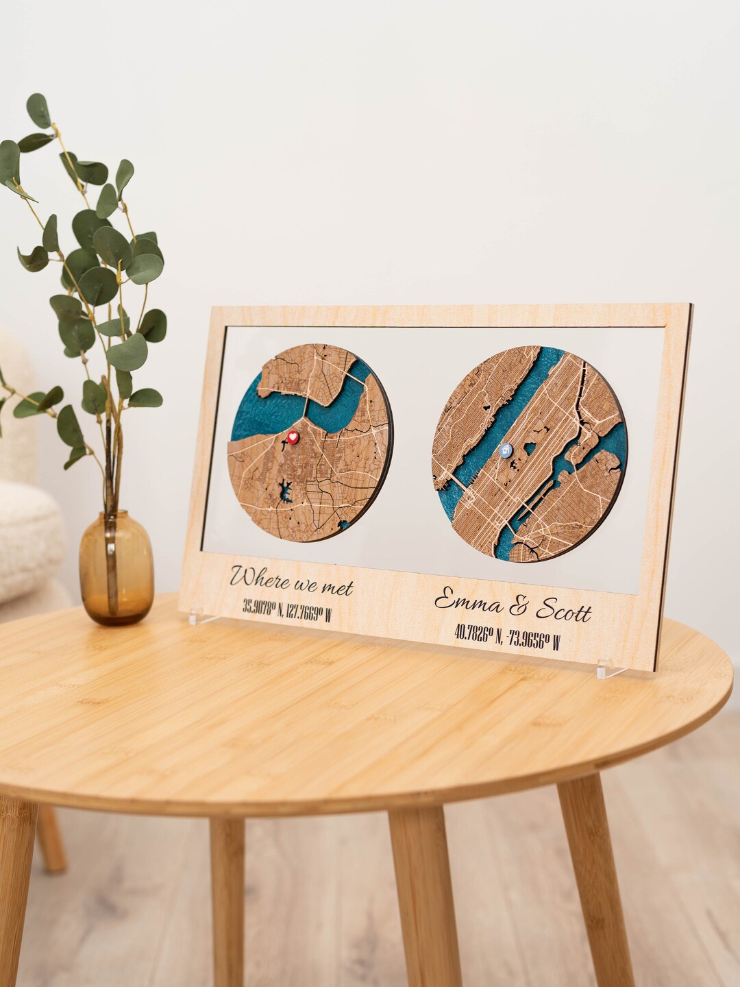 Custom Wooden Map, Wedding Anniversary, Custom Wedding Gift, First Date ...