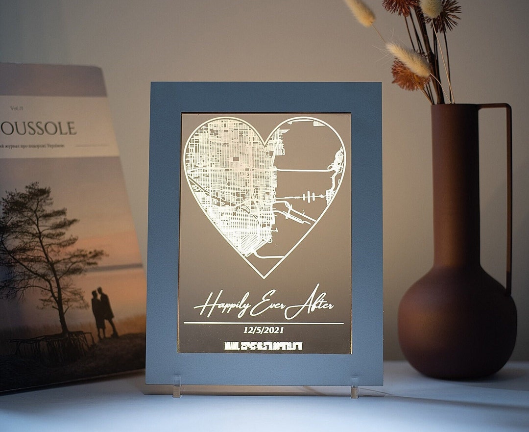 Your City Map, Custom Anniversary Gift, Custom Acrylic Map, Location ...