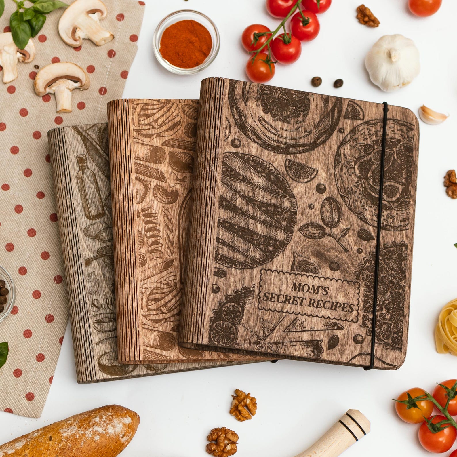 Custom Recipe Book, Wooden Recipe Binder, Personalized Cookbook, Dad ...