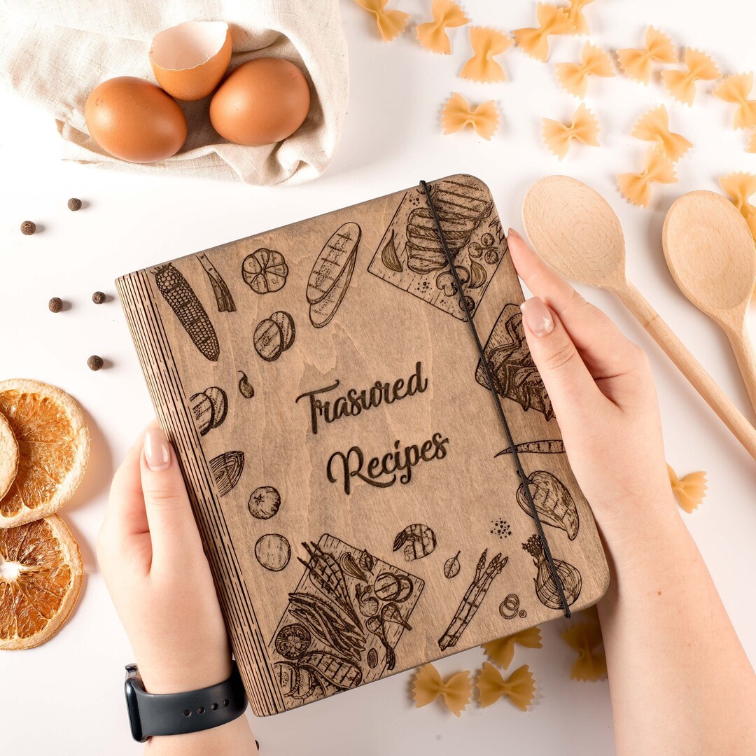 Custom Recipe Book, Wooden Recipe Binder, Personalized Cookbook, Dad ...