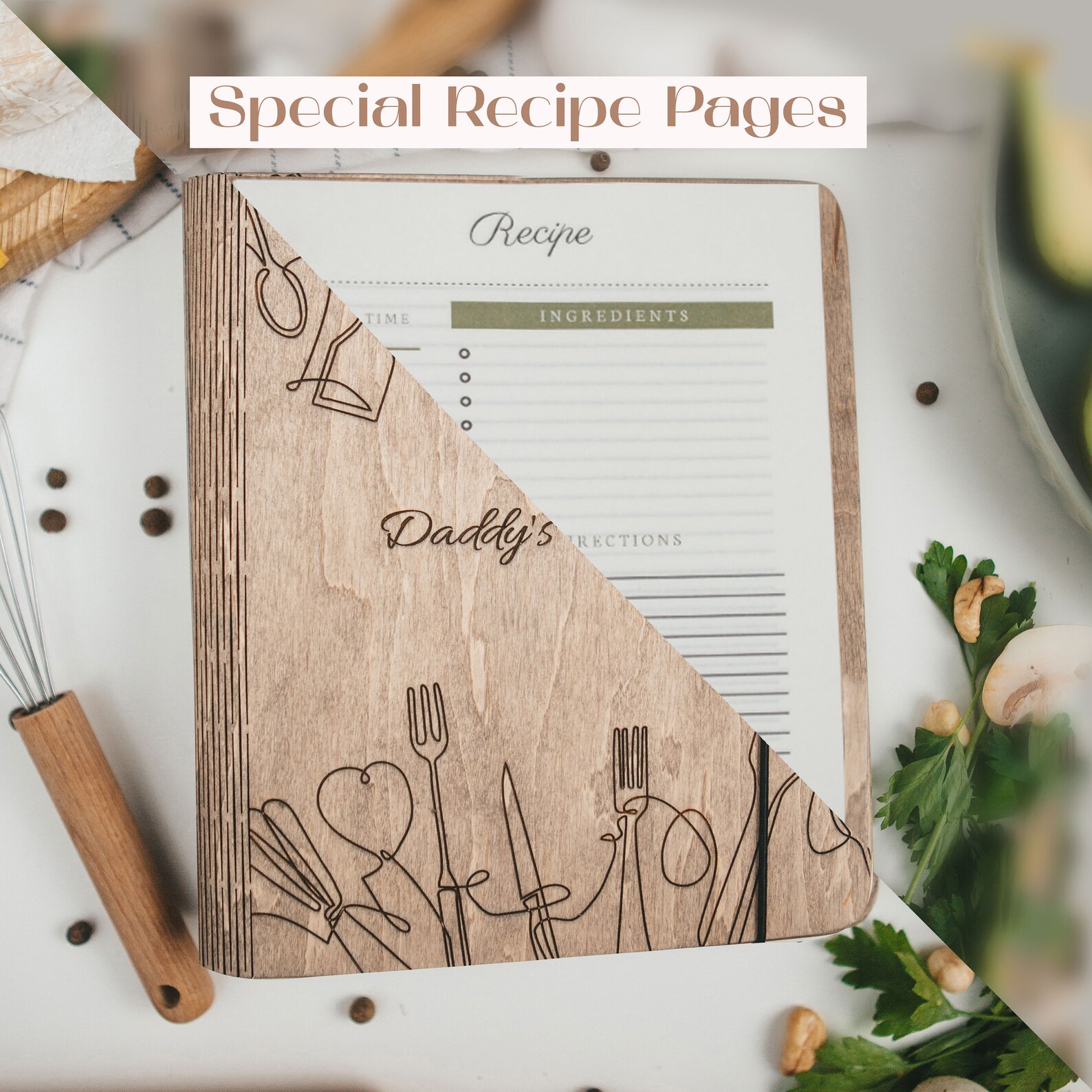 Custom Recipe Book Wooden Recipe Binder Personalized - Etsy