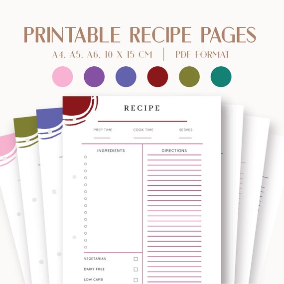 Bundle Recipe Book Template Kitchen Conversions Chart Recipe - Etsy