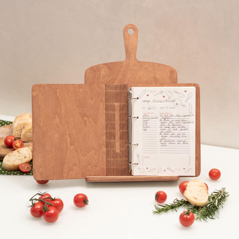 Recipe Book Stand, Personalized Cookbook Stand, Wooden Recipe Book ...