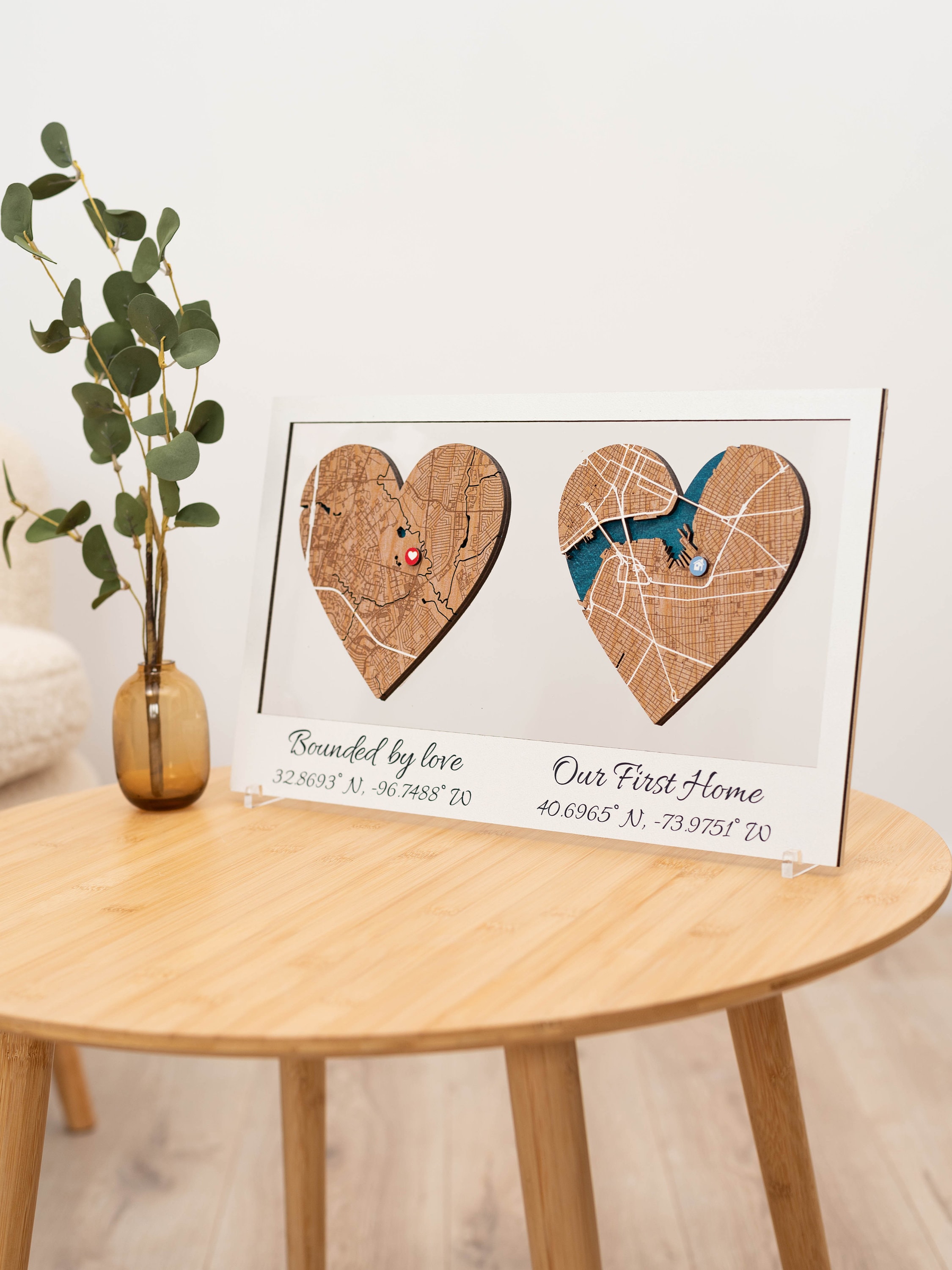 Custom Wooden Map, Wedding Anniversary, Custom Wedding Gift, First Date ...