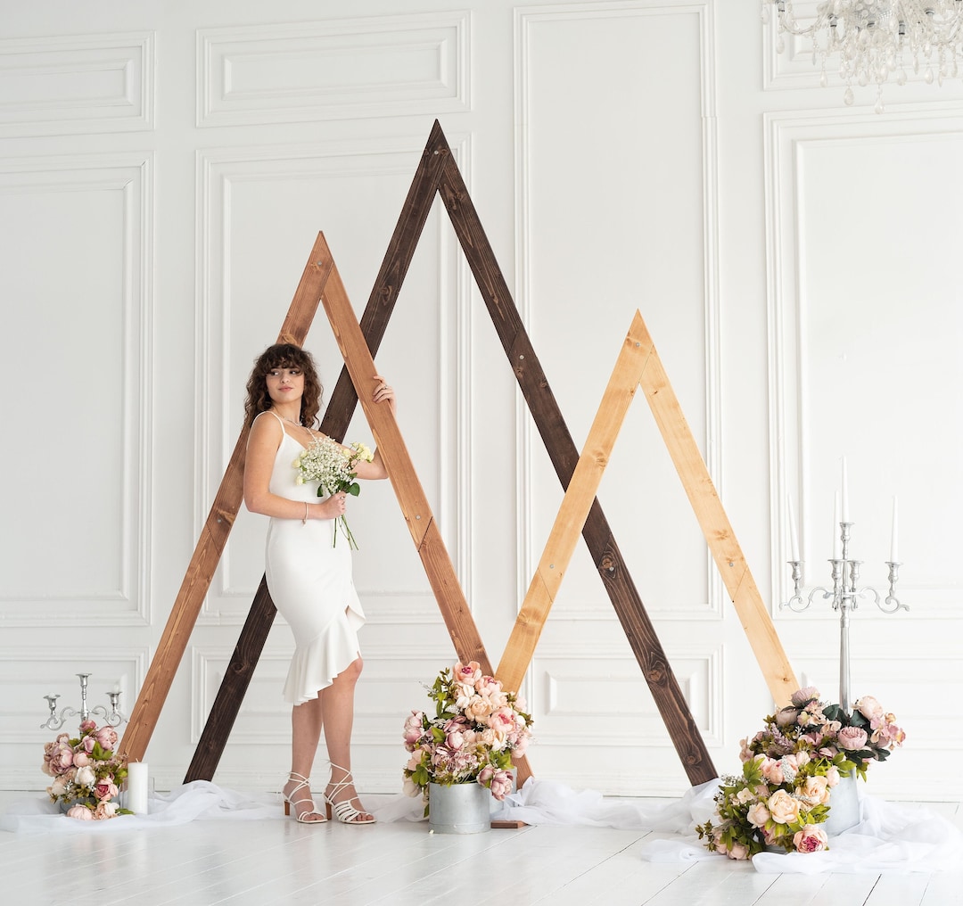 Wedding Ceremony Arches, Triangle Wedding Wooden Arch, Wedding Flowers ...
