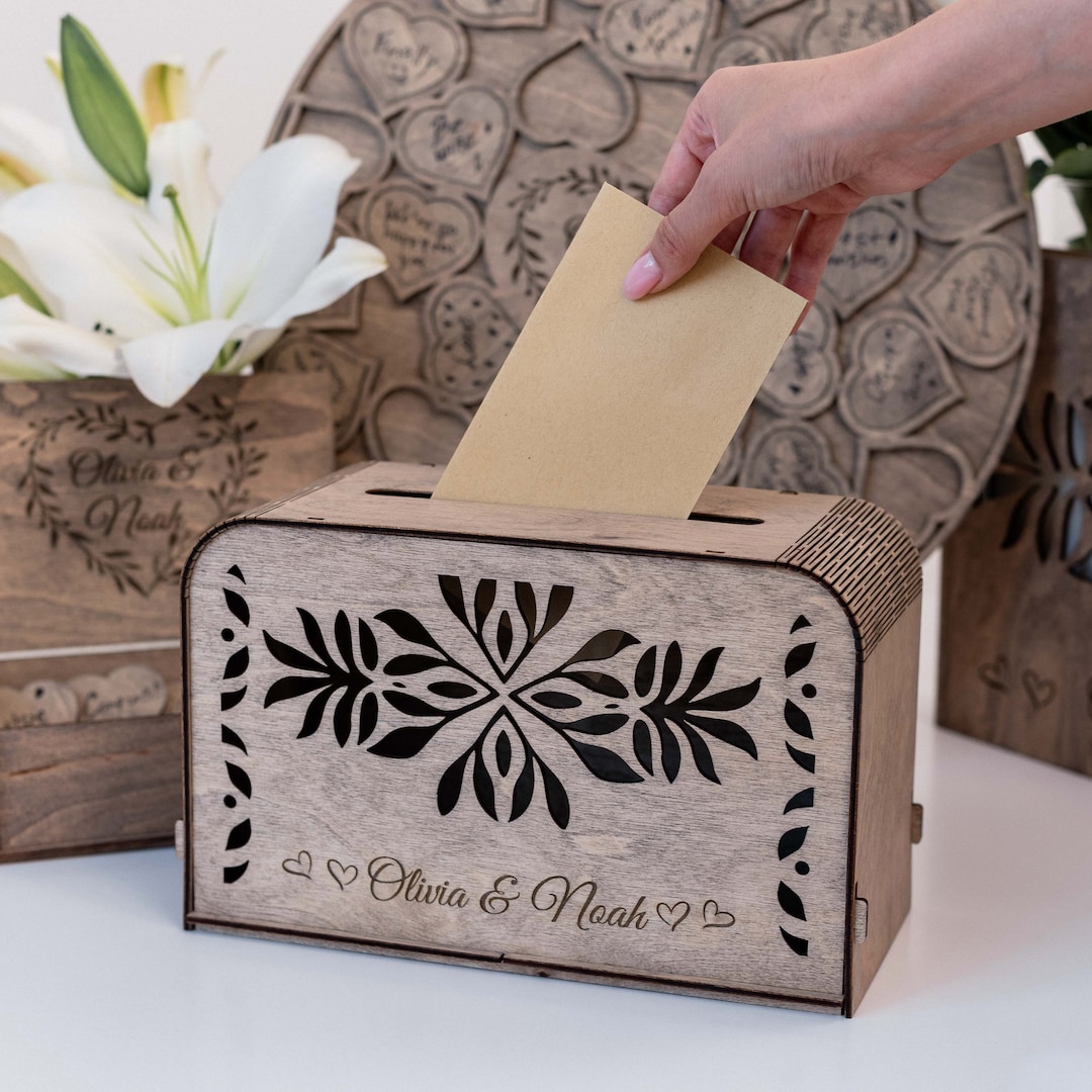 Rustic Wedding Card Box With Slot, Wedding Money Box, Wedding Card Box ...