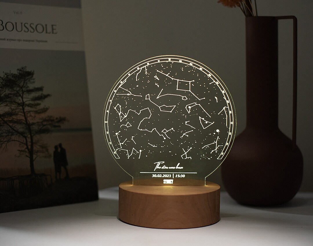 Star Map Night Light, Astrology Lamp, Moon Star Map Lamp, Night Sky Map ...