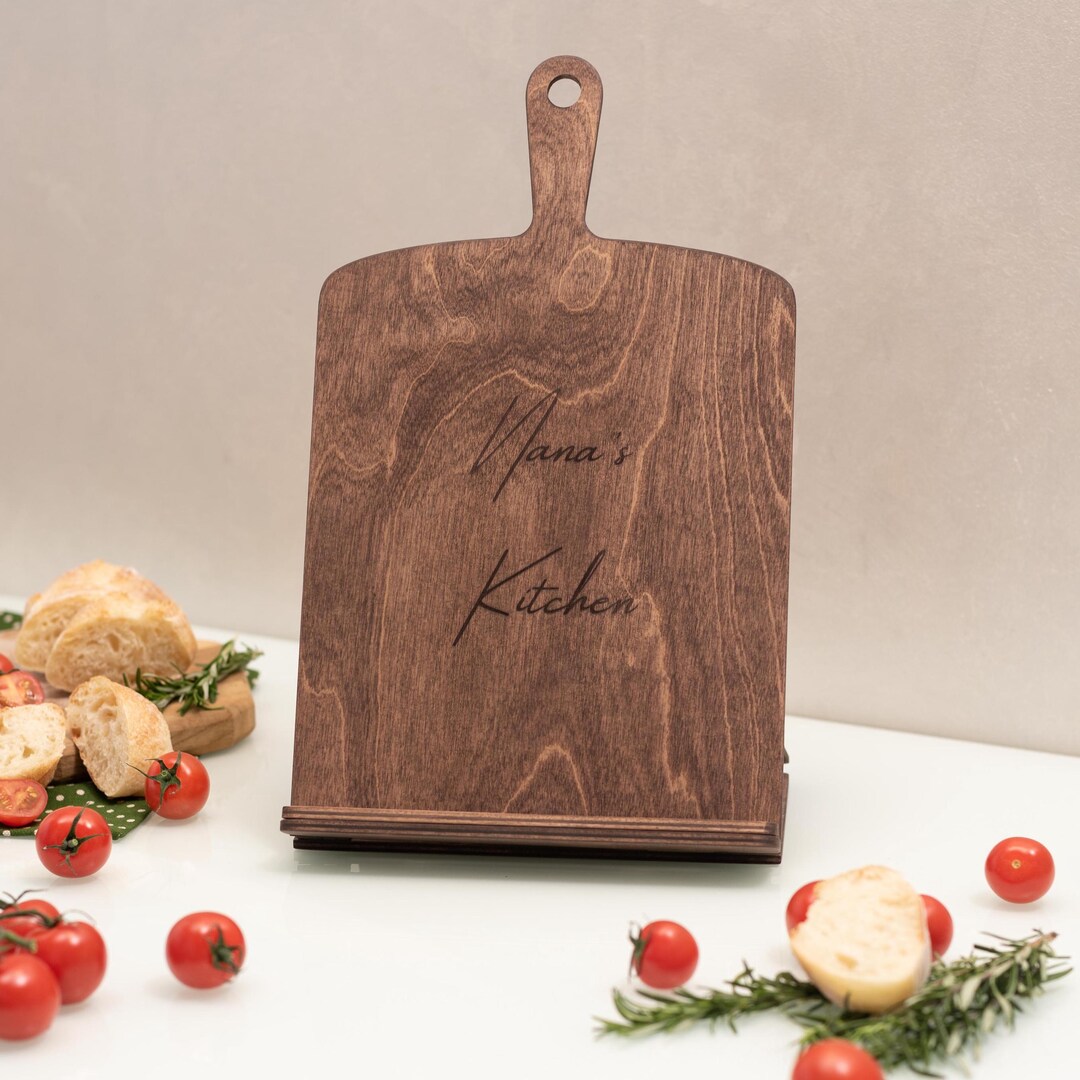 Recipe Book Stand, Personalized Cookbook Stand, Wooden Recipe Book ...