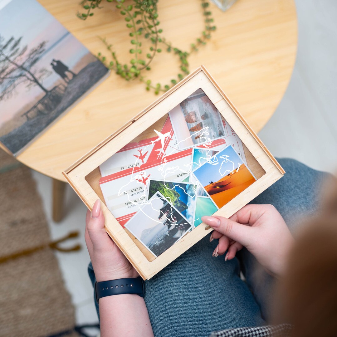 Wooden Adventure Box, Wooden Box Photos, Travel Keepsake Box, Travel ...