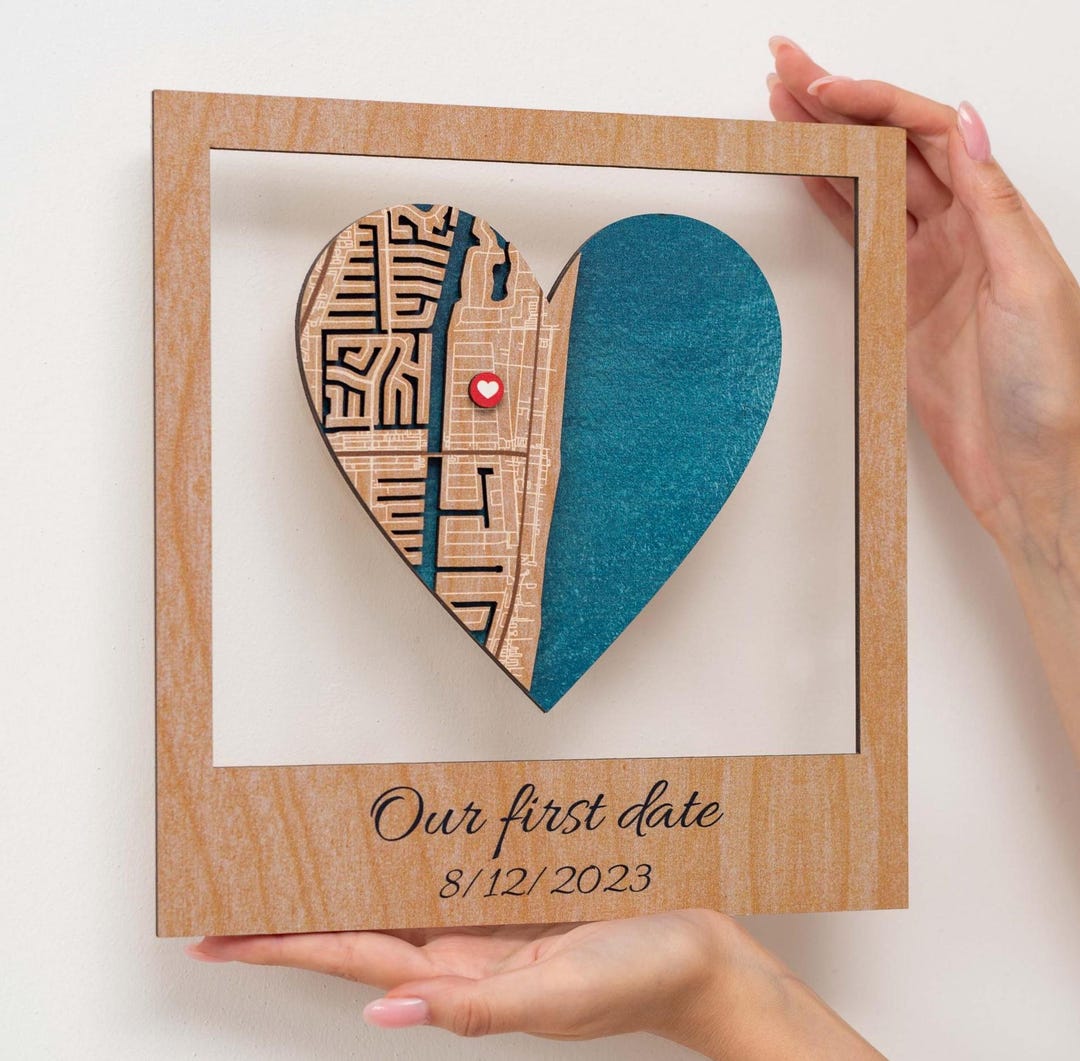 First Date Map, First Date Map, Engagement Map, Personalized Decor Gift ...