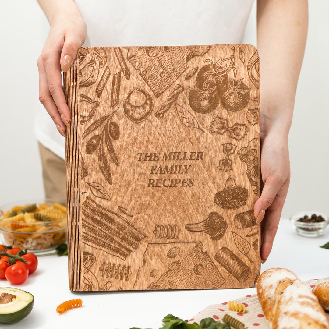 Custom Recipe Book, Wooden Recipe Binder, Personalized Cookbook, Dad ...