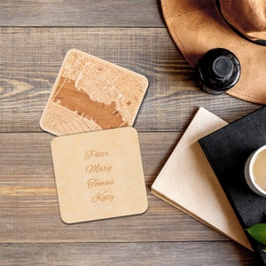 Custom City Map Coasters, Map Location Coasters, Wood Map Coasters ...