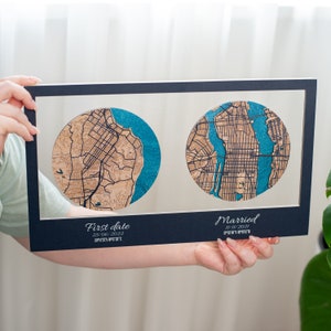 Custom Wedding Gift, Custom Wooden Map, Wedding Anniversary, First Date ...