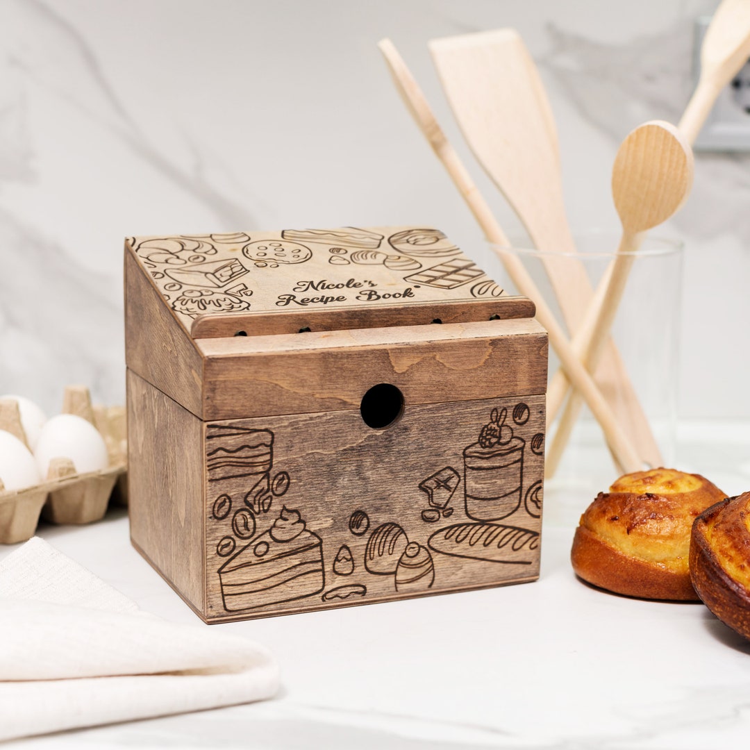 Personalized Recipe Box Divider, Custom Wooden Recipe Box, Engraved ...