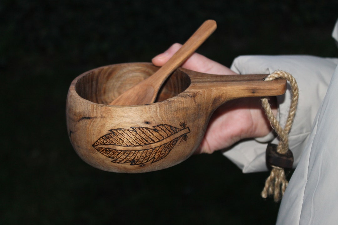 Hand-carved Traditional Scandinavian Kuksa Bowl and a Spoon ...