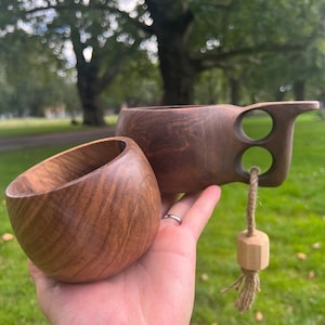 Hand-carved Scandinavian Kuksa Cup and Snack Bowl Set, Eco-friendly ...