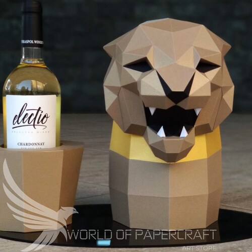 Panther Wine Box Cat Low Poly Tiger Gift Svg Papercraft PDF - Etsy