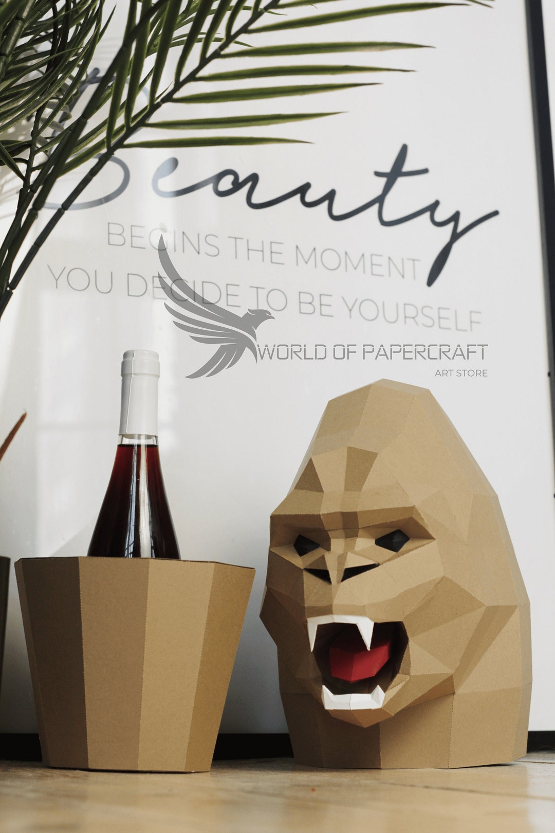 Papercraft Gorilla, Gift Box for Wine, PDF Template,diy, Pepakura ...