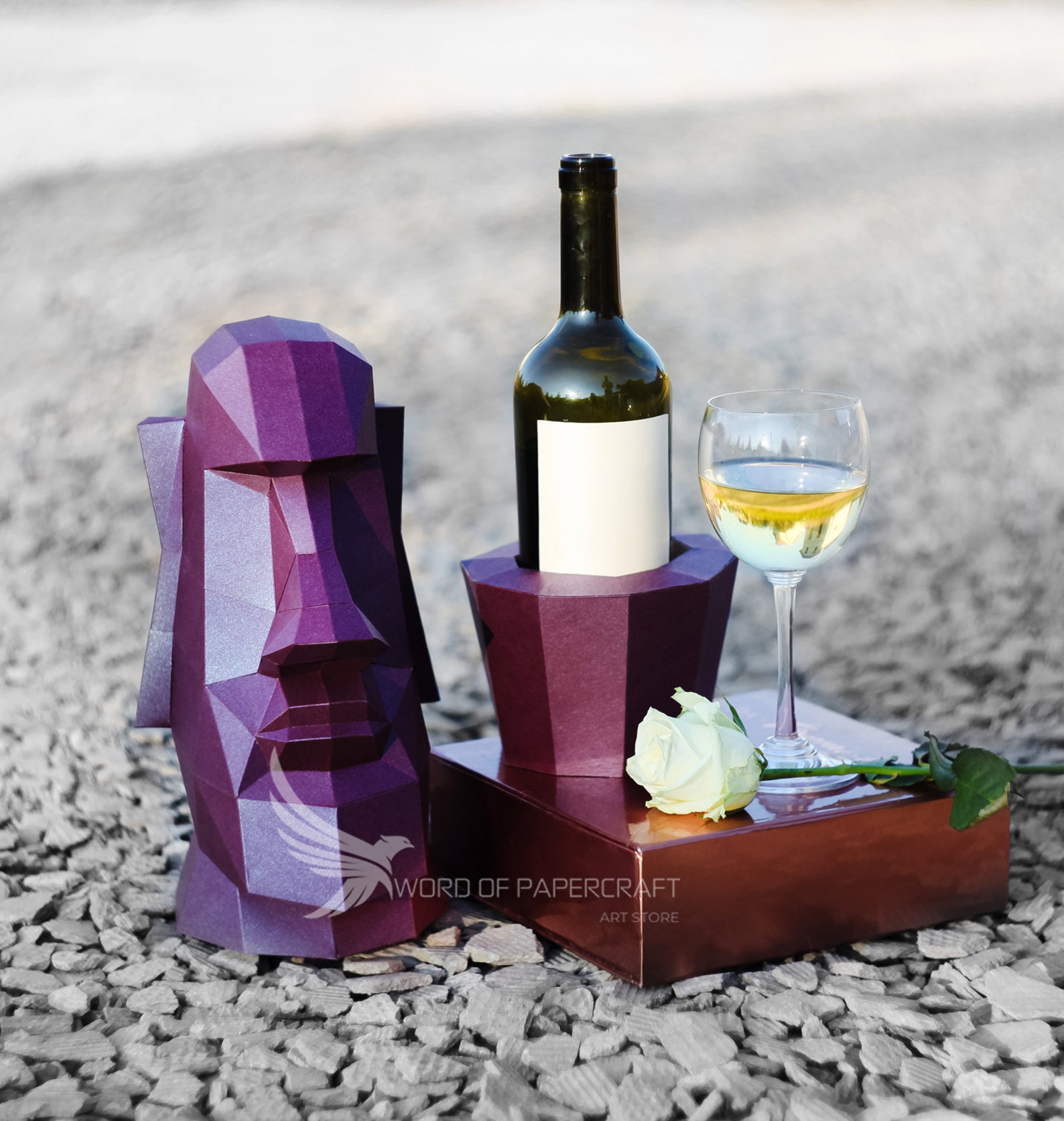 Gift Box for Wine Moai Papercraft PDF Templatediy Pepakura - Etsy