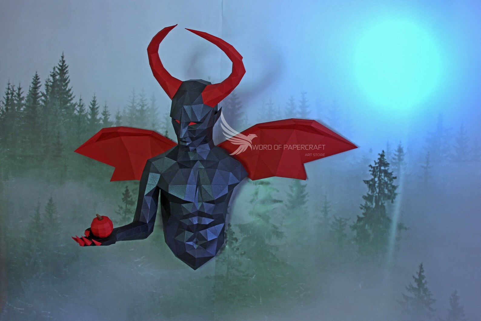 Papercraft Lucifer PDF Template Low Poly Devil Paper Sculpture DIY ...