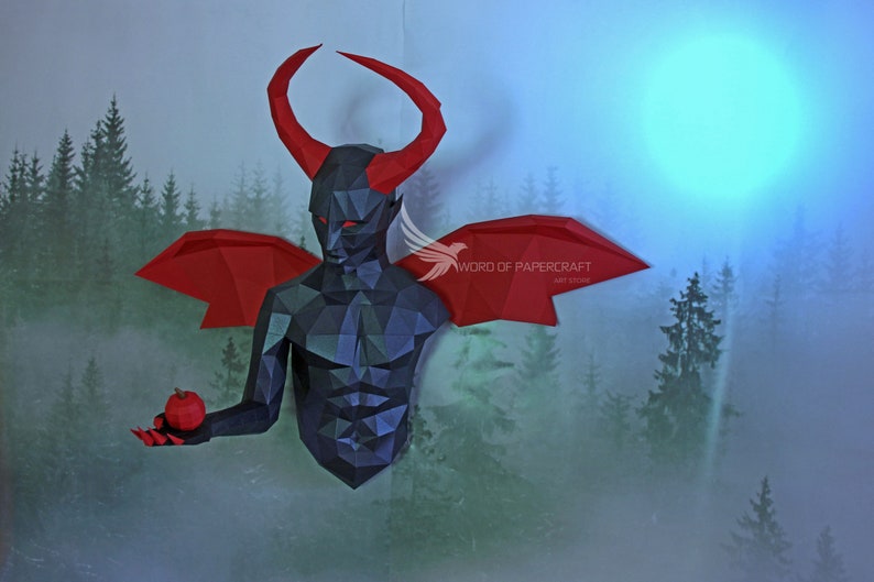 Papercraft Lucifer PDF Template Low Poly Devil Paper - Etsy