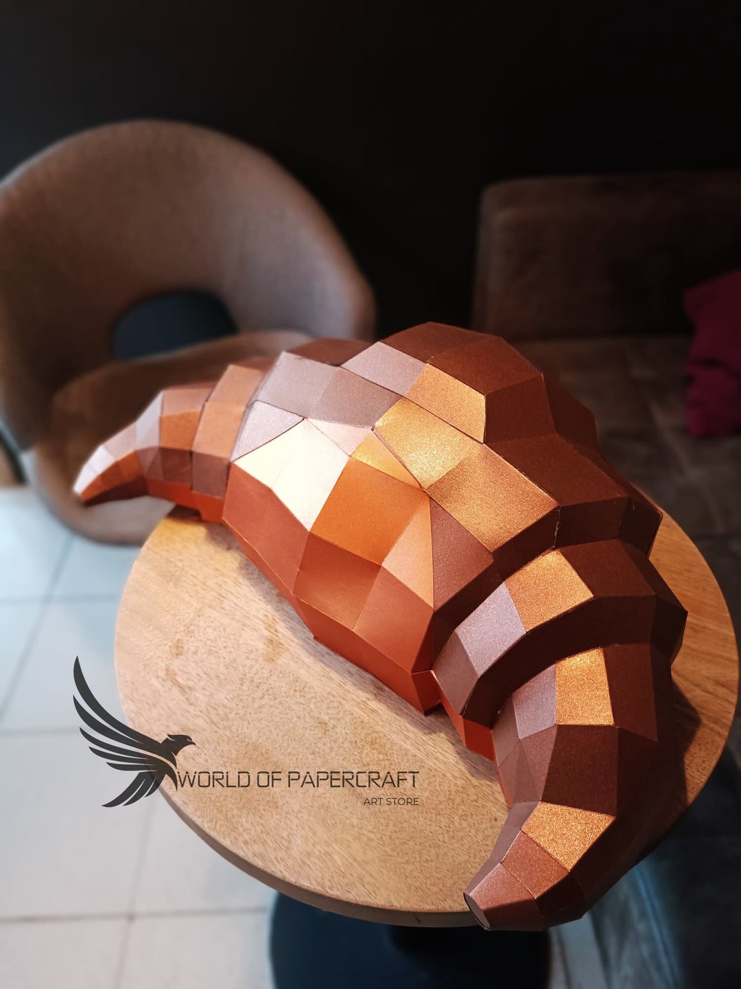 Low Poly Croissant & Cup Papercraft Template (PDF Download) - Etsy