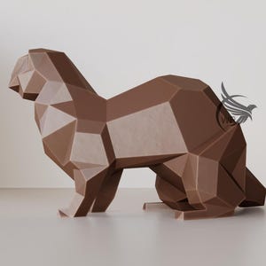 Low Poly Papercraft Otter: 3D Ferret Sculpture Template (PDF, SVG, DXF ...