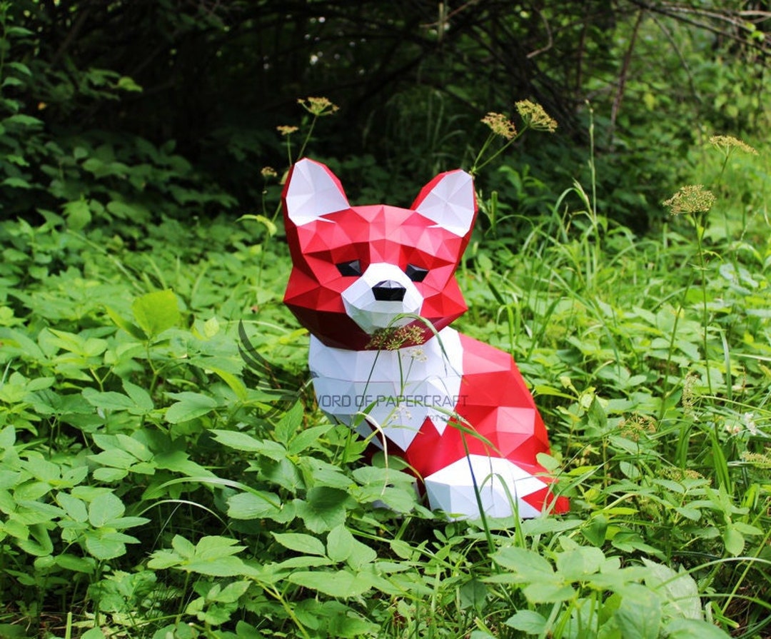 Papercraft Fox PDF Template Low Poly Paper Fox Sculpture DIY Gift Wall ...