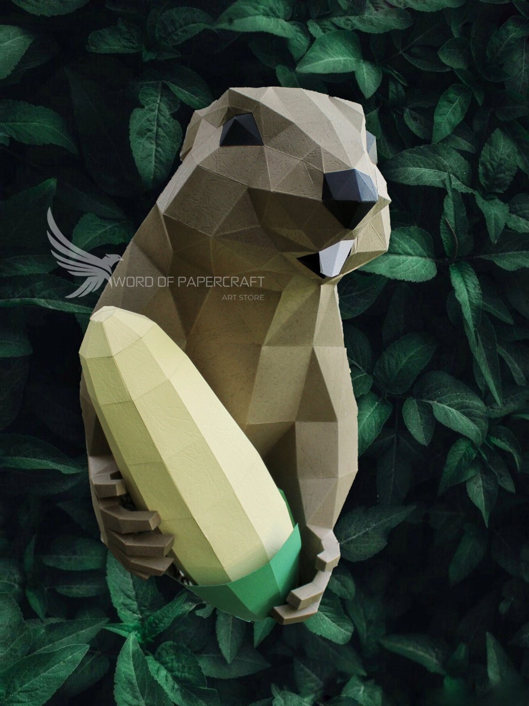 Low Poly Gopher Papercraft: DIY Wall Decor PDF Template - Etsy