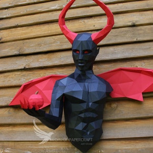 Papercraft Lucifer PDF Template Low Poly Devil Paper Sculpture DIY ...