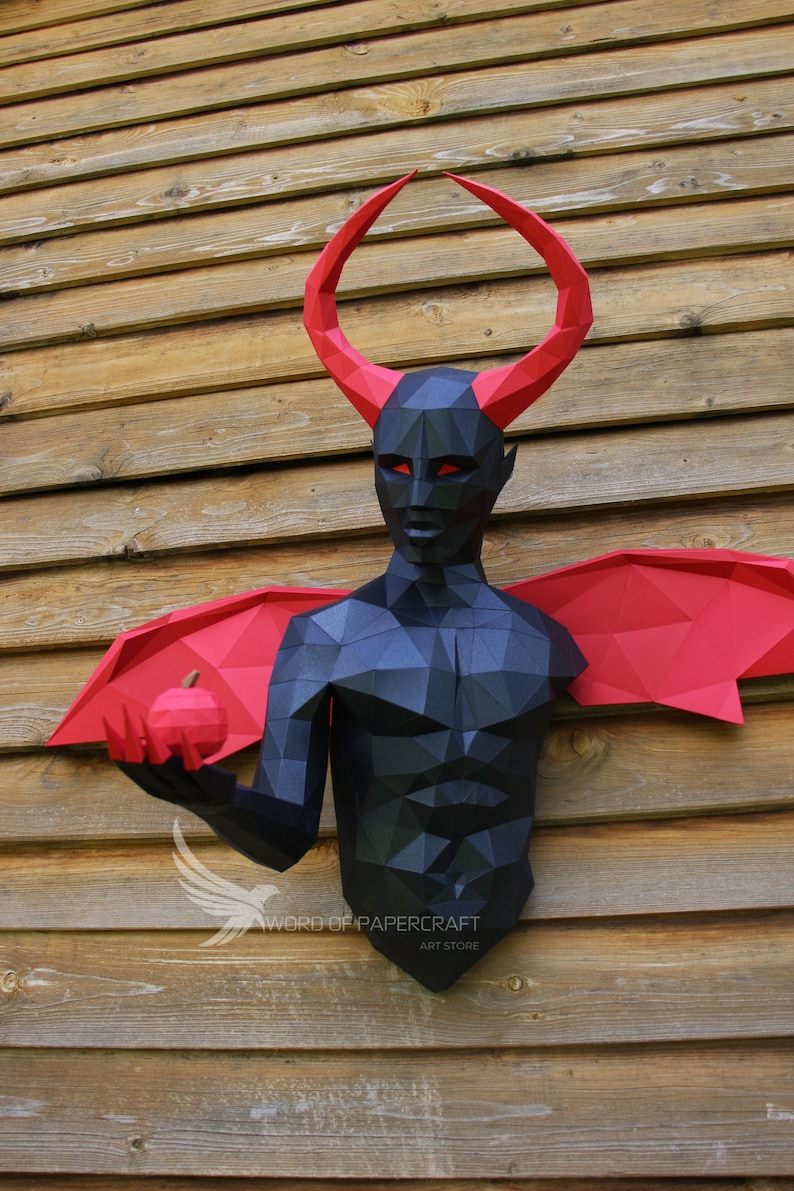 Papercraft Lucifer PDF Template Low Poly Devil Paper Sculpture DIY ...