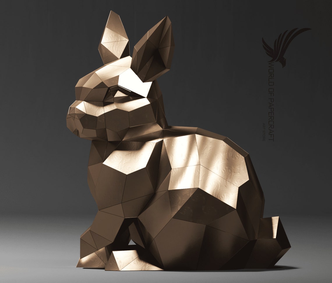 Metal Banny Banny Low Poly PDF DXF Template Low Poly Paper - Etsy