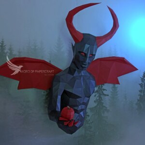 Papercraft Lucifer PDF Template Low Poly Devil Paper Sculpture DIY ...