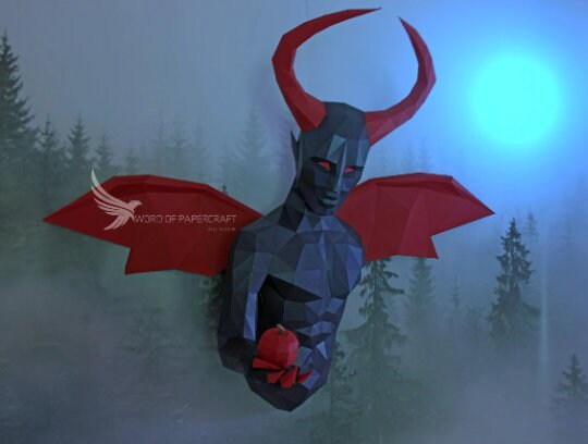 Papercraft Lucifer PDF Template Low Poly Devil Paper - Etsy