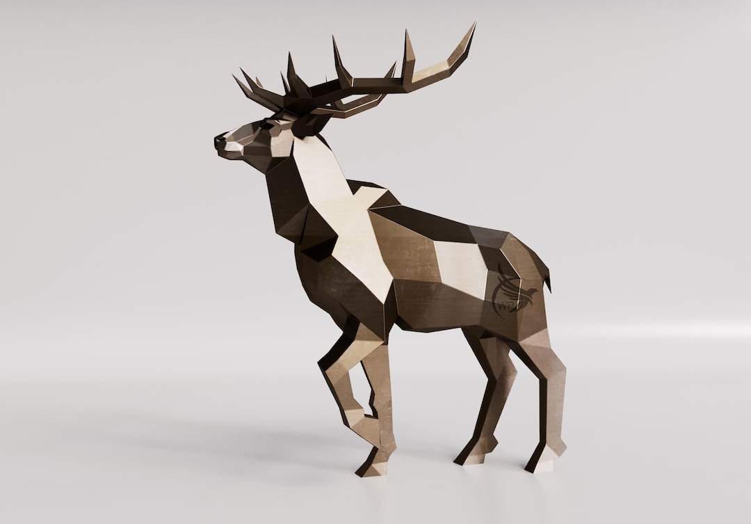 Papercraft Deer in Steel Metal Deer Dxf Steel Metal Do It Yourself Deer ...