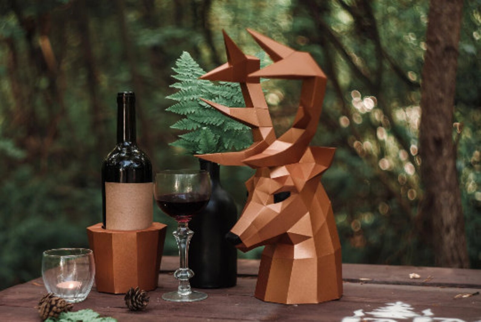 Papercraft Deer 3in 1 Gift Box for Wine Wolf Papercraft PDF - Etsy