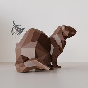 Low Poly Papercraft Otter: 3D Ferret Sculpture Template (PDF, SVG, DXF ...