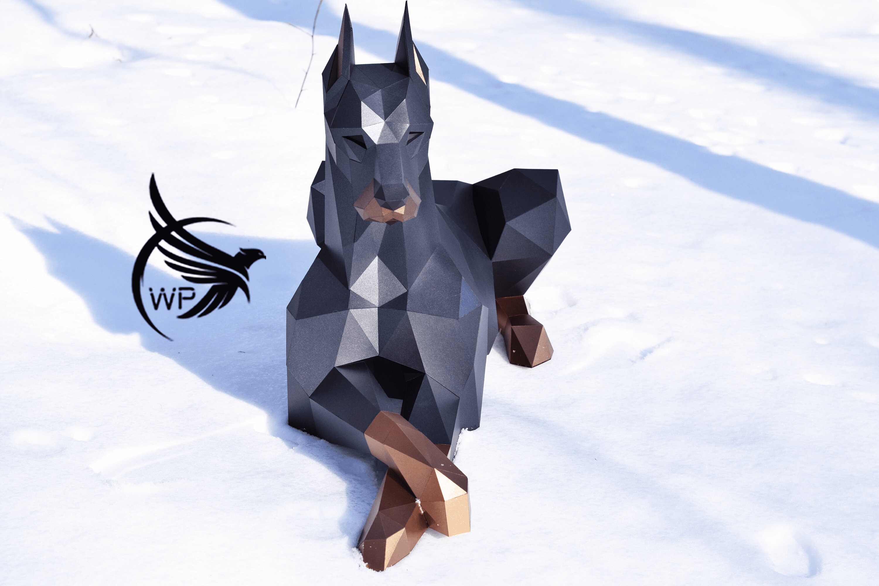 Papercraft Doberman: Low Poly Dog Sculpture PDF Template (DXF) - Etsy