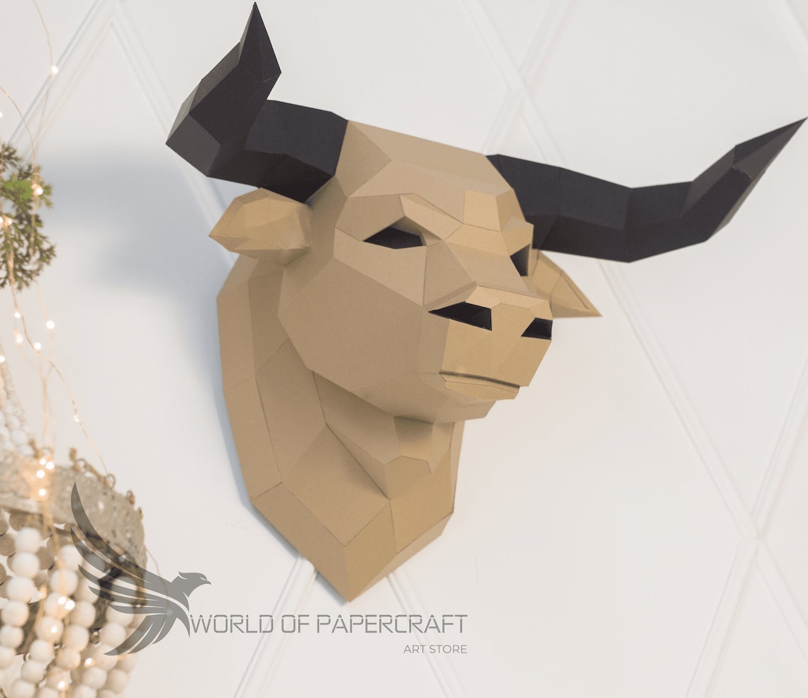 Papercraft Cow Bull 3D Paper Low Poly Sculpture Template | Etsy