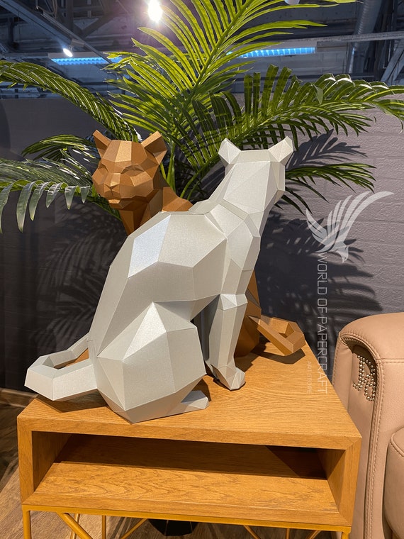 Cat Low Poly Kitty Papercraft Baby Room Papercraft PDF | Etsy