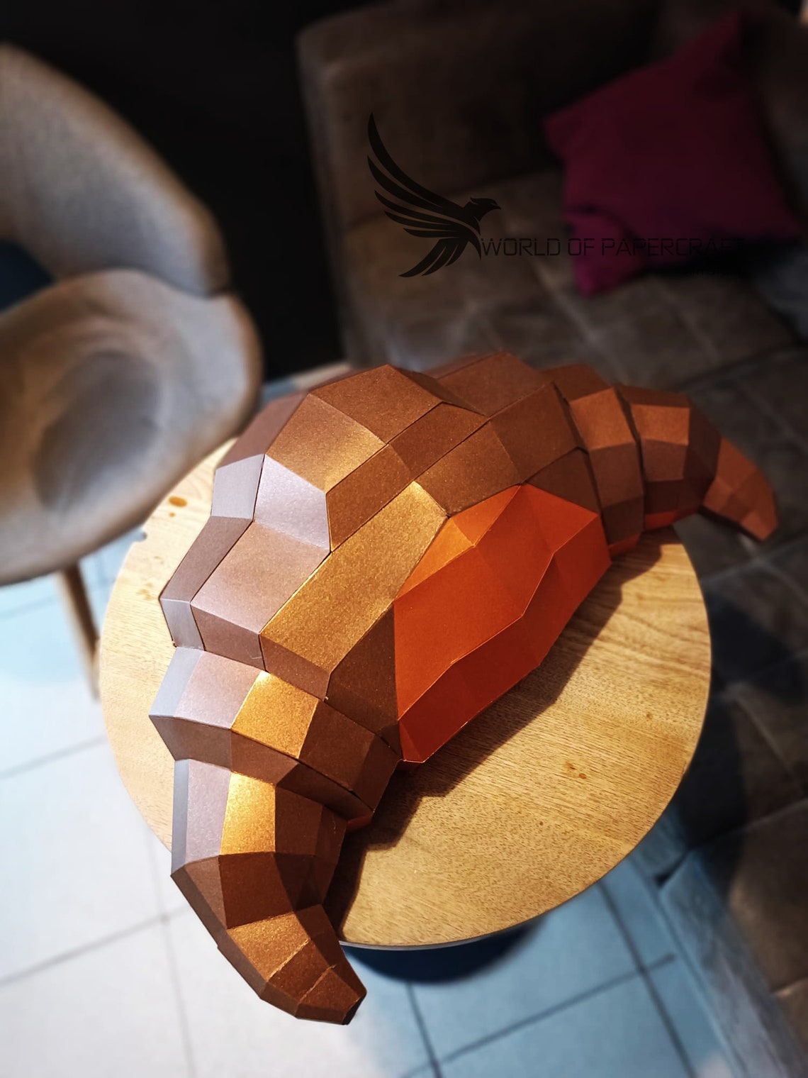 Croissant Сup Low Poly PDF Template Low Poly Paper Bun - Etsy