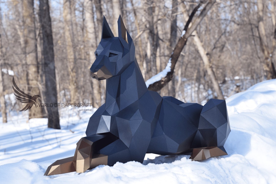 Papercraft Doberman ,low Poly Dog, Papercraf Dog, Dxf, Handmade, Animal ...
