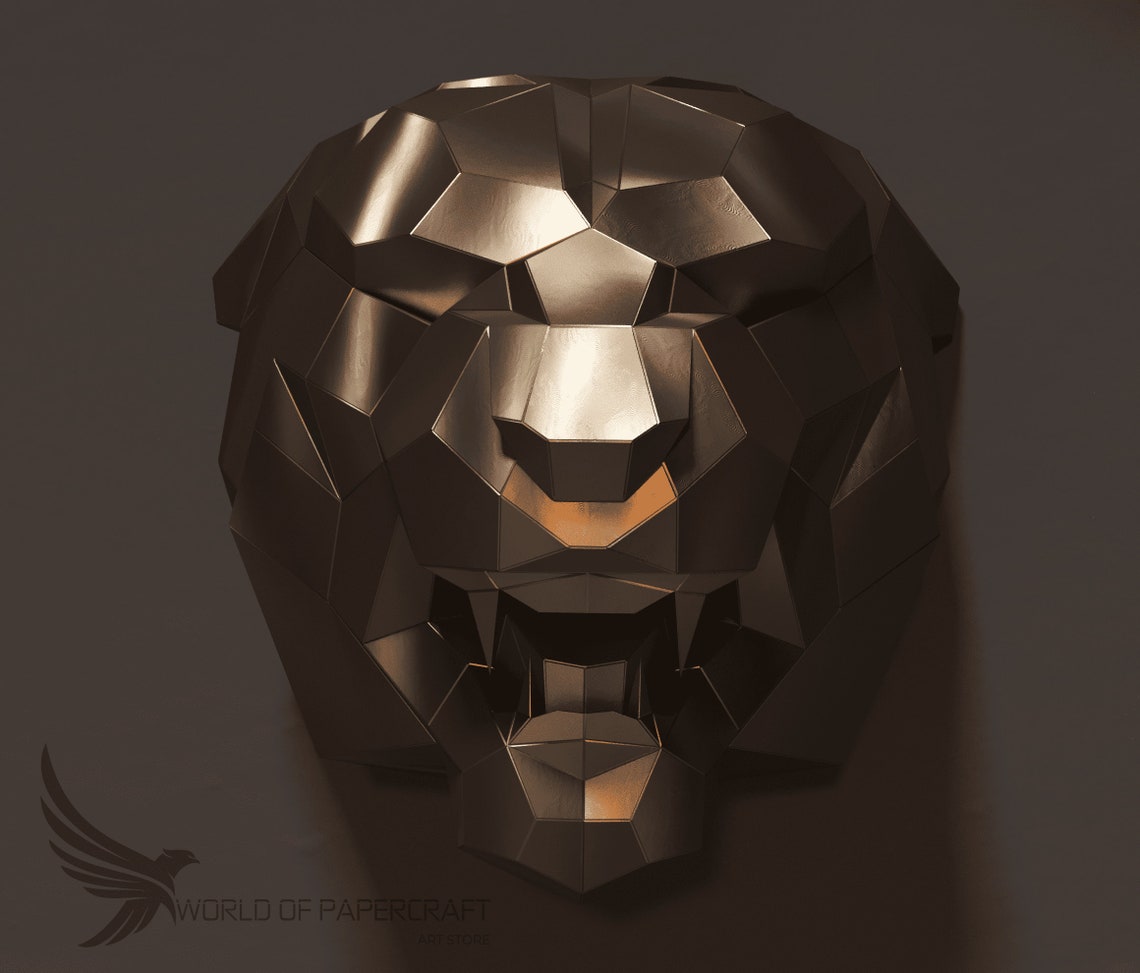 Metal Tiger Tiger Low Poly PDF DXF Template Low Poly Paper | Etsy