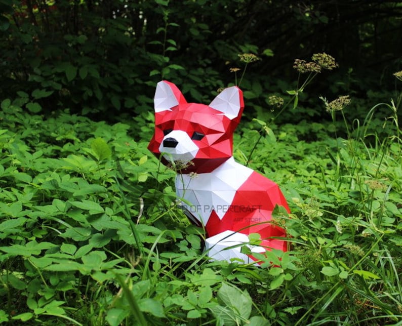 Papercraft Fox PDF Template Low Poly Paper Fox Sculpture - Etsy