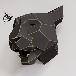 Papercraft Black Panther Low Poly Panther Papercraf Panther Dxf Puma ...