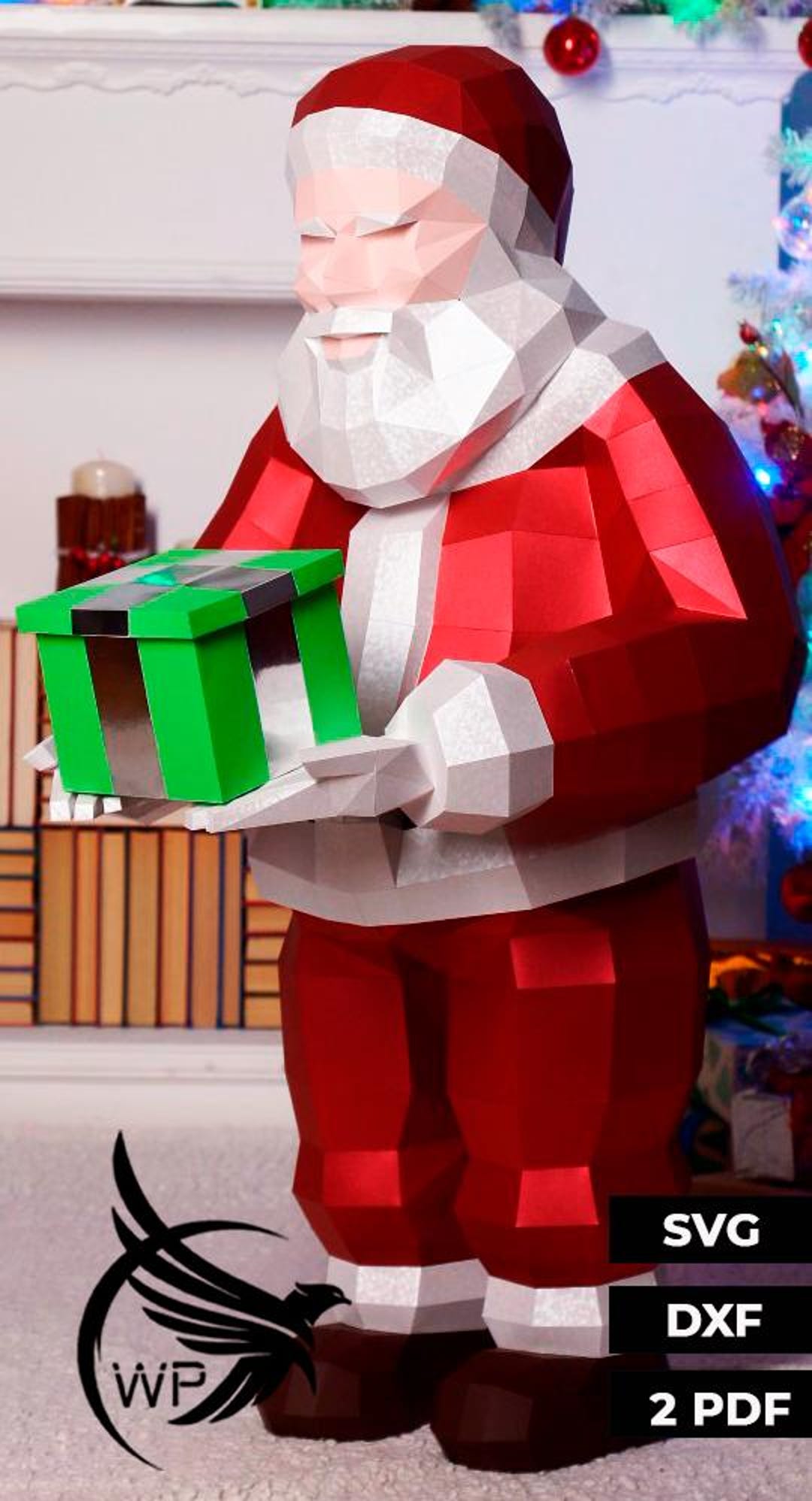 Papercraft Santa Claus, Santa Claus, Low Poly Santa Claus, PDF Template ...