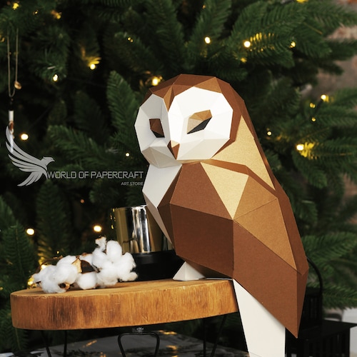 Owl Paper Model papercraft DIY Low Poly PDF Papercraft - Etsy