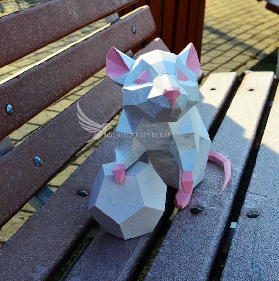 Little Rat Rat Low Poly PDF Template Low Poly Paper Mouse | Etsy