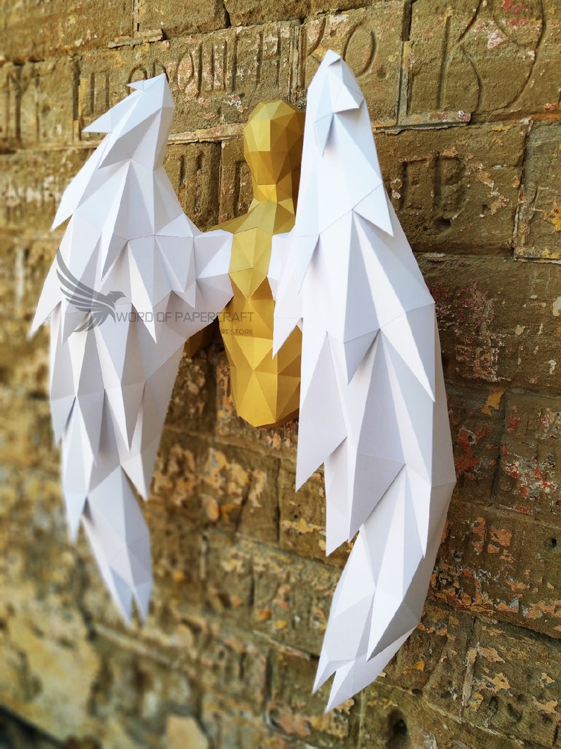 Papercraft Angel With Wings PDF Template Low Poly Paper | Etsy Canada