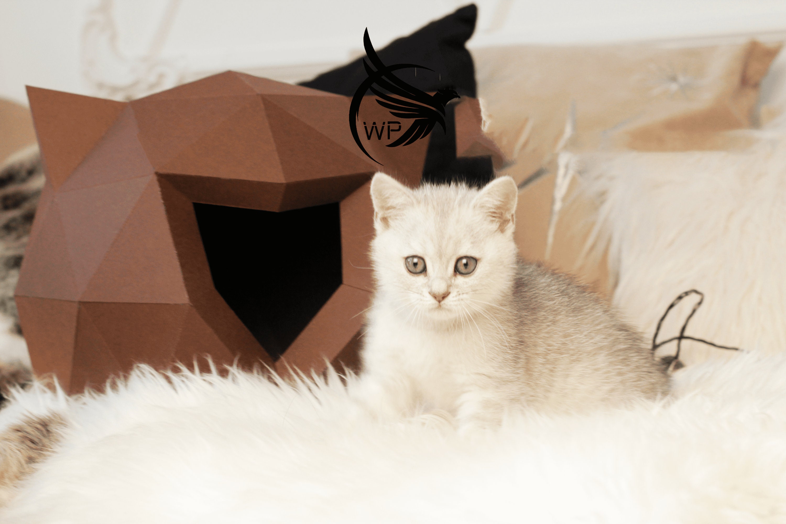 Low Poly Animal House Papercraft: 3D Paper Sculpture Template (PDF, SVG ...